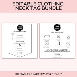 Editable Clothing Tag Canva Template Bundle, Custom Clothing Tags ...