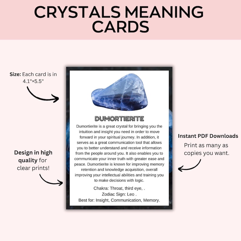120 Printable Crystal Meaning Cards, Printable Gemstone Meaning Cards ...