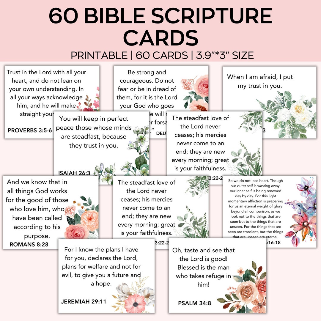 60 Bible Scripture Cards ,encouragement Bible Verse, Bible Verse Cards ...