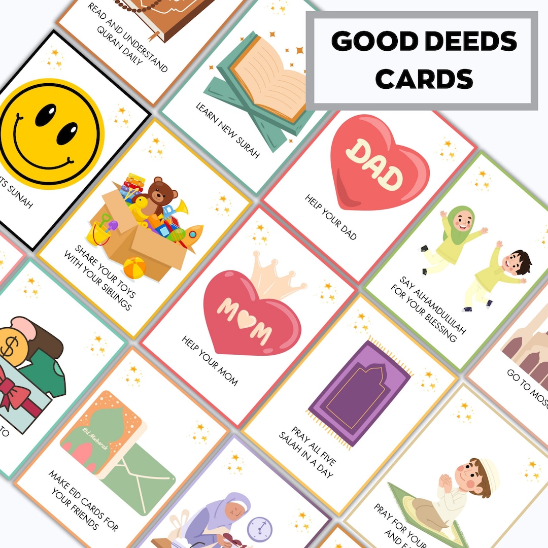 Good Deeds Cards Printable, Ramadan Cards, Ramadan Advent Cards, Kids ...