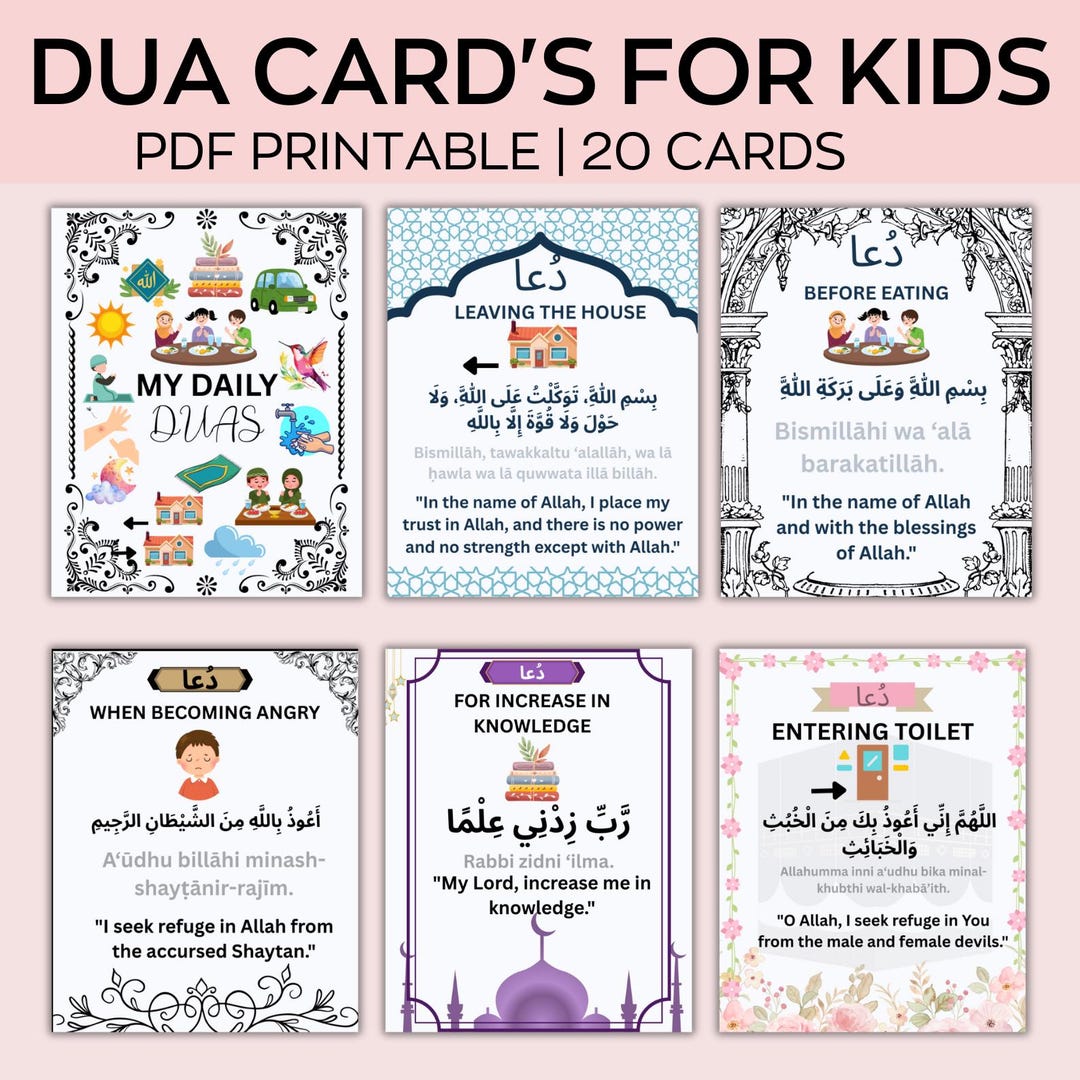 Kids Dua Cards, Islamic Kids Printables, Duas for Kids, Children Dua ...