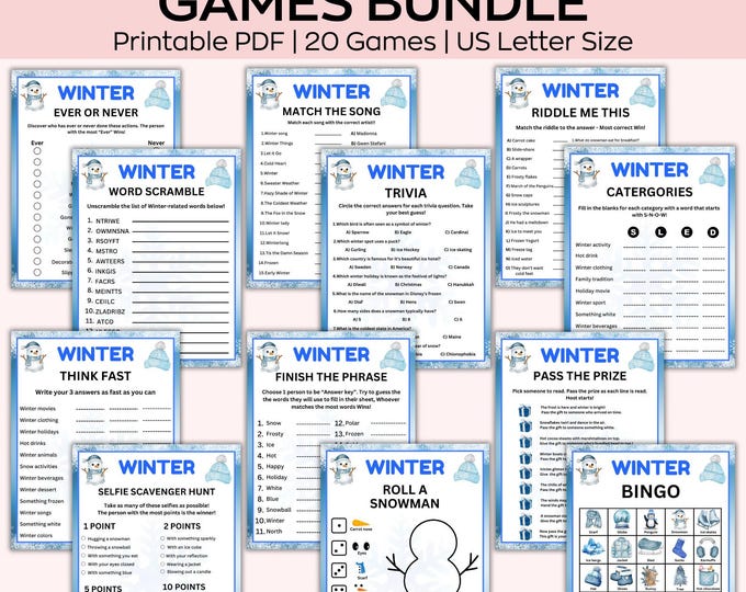 Winter Games Bundle Winter Party Games for Kids Winter Family Games ...