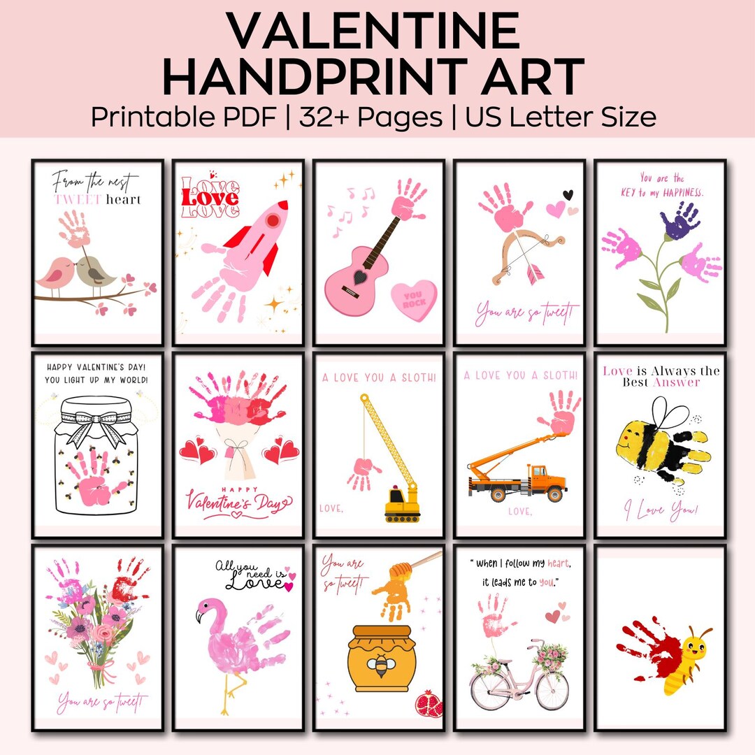 Valentine Handprint Craft Printable Bundle, Valentine Day Handprint ...