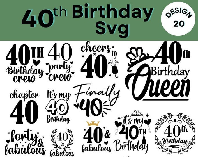 40th Birthday Svg, 40th Birthday Gift, 40th Birthday Shirt, Happy ...