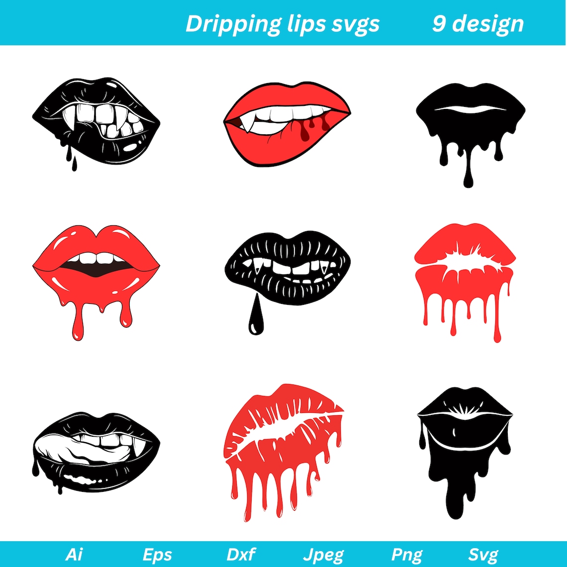 Dripping Lips Svg Lips Svg Lips Silhouette Lips Cut File - Etsy