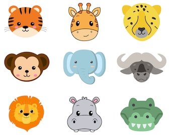 Safari Animal Faces SVG: Jungle Clipart Bundle (digital Download) - Etsy