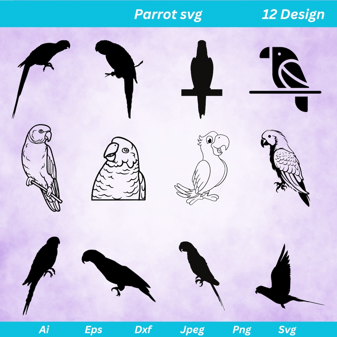Parrot Svg Bundle, Parrot Svg, Parrot Silhouette, Birds Svg, Flying ...