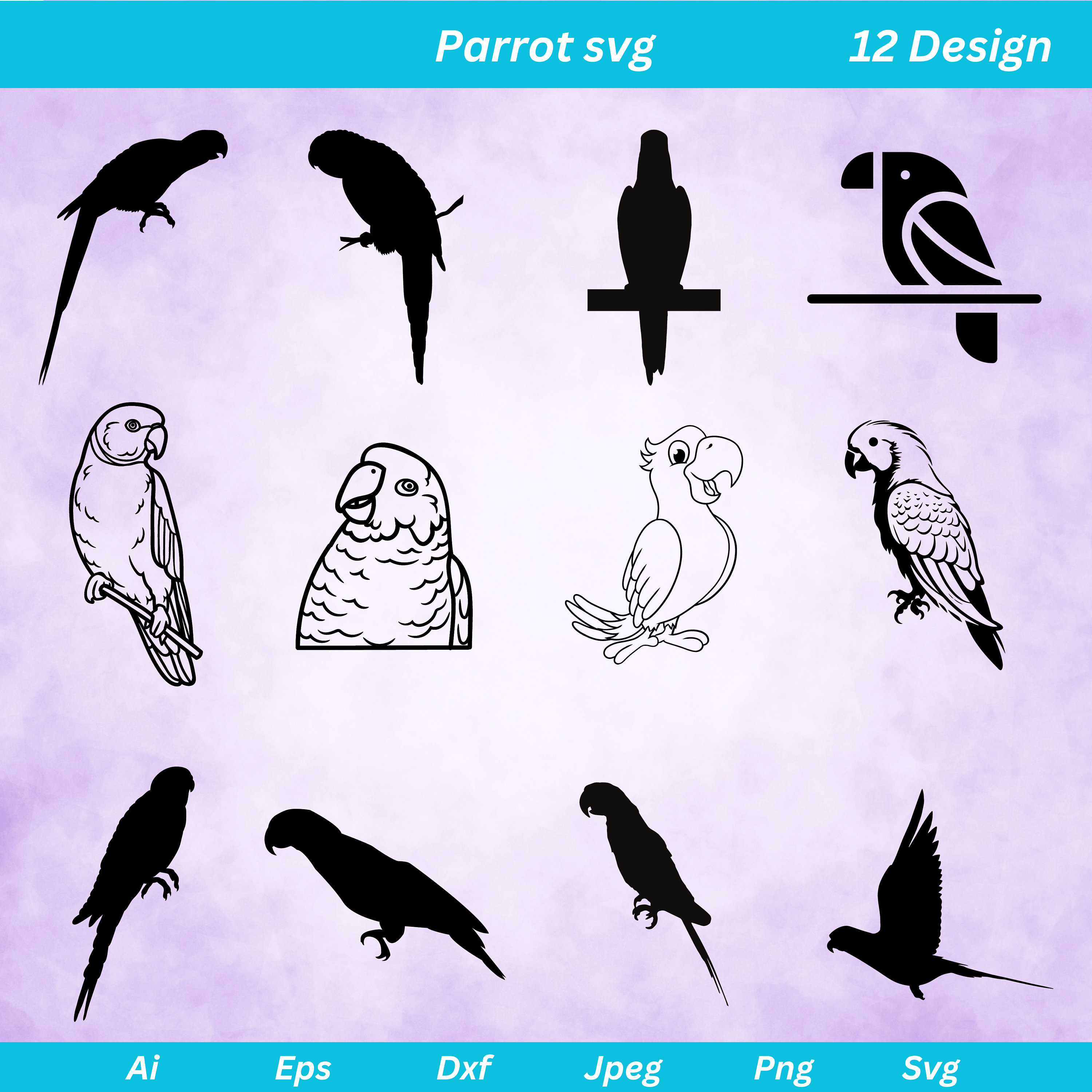 Parrot Svg Bundle Parrot Svg Parrot Silhouette Birds Svg - Etsy