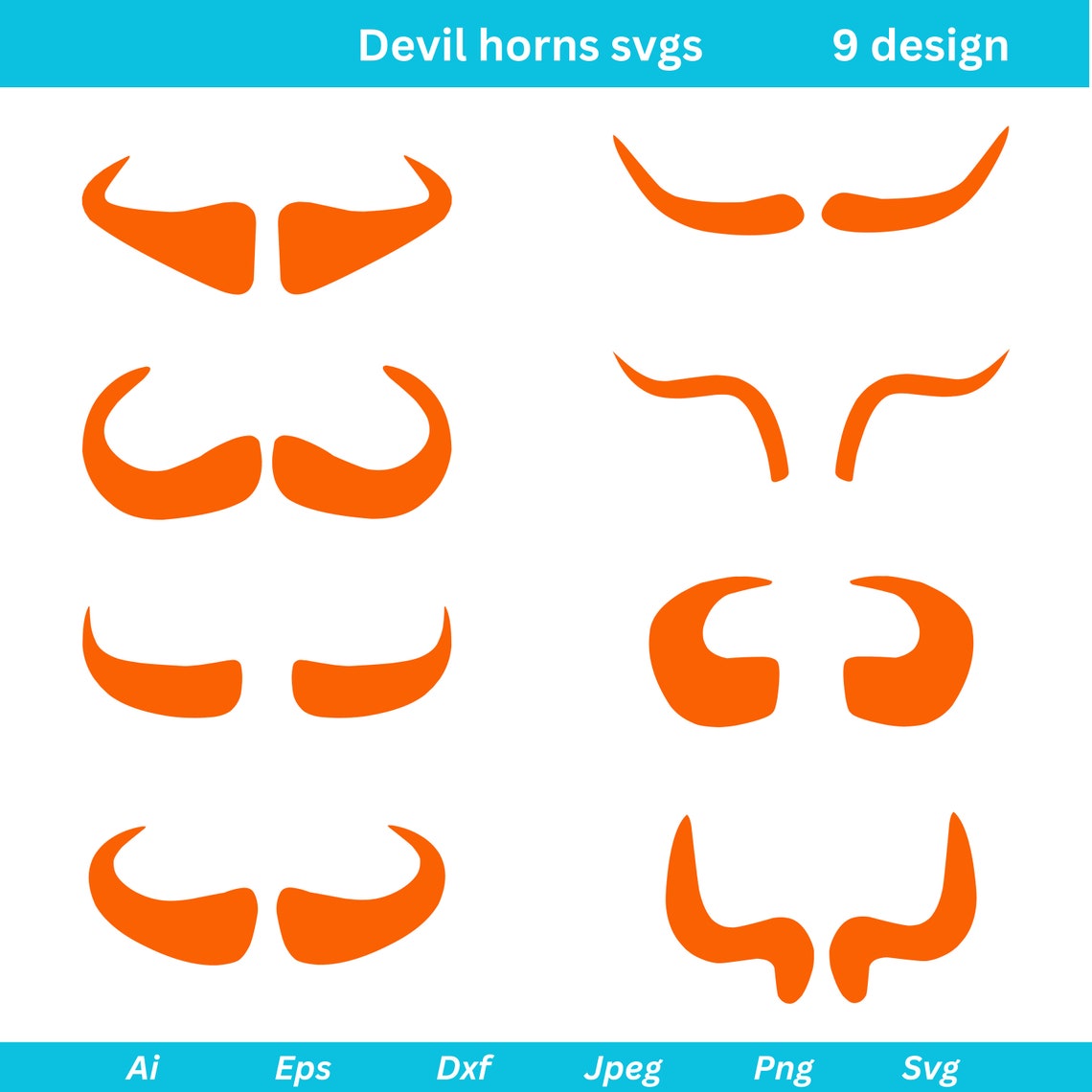 Devil Horns Svg, Horn Svg, Horns PNG, Devil Horn Shapes, Horns Clipart ...