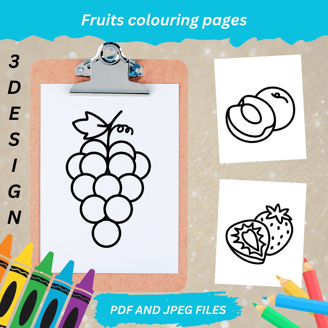 Fruit Coloring Pages, Kids Activity Worksheet (instant Download) - Etsy