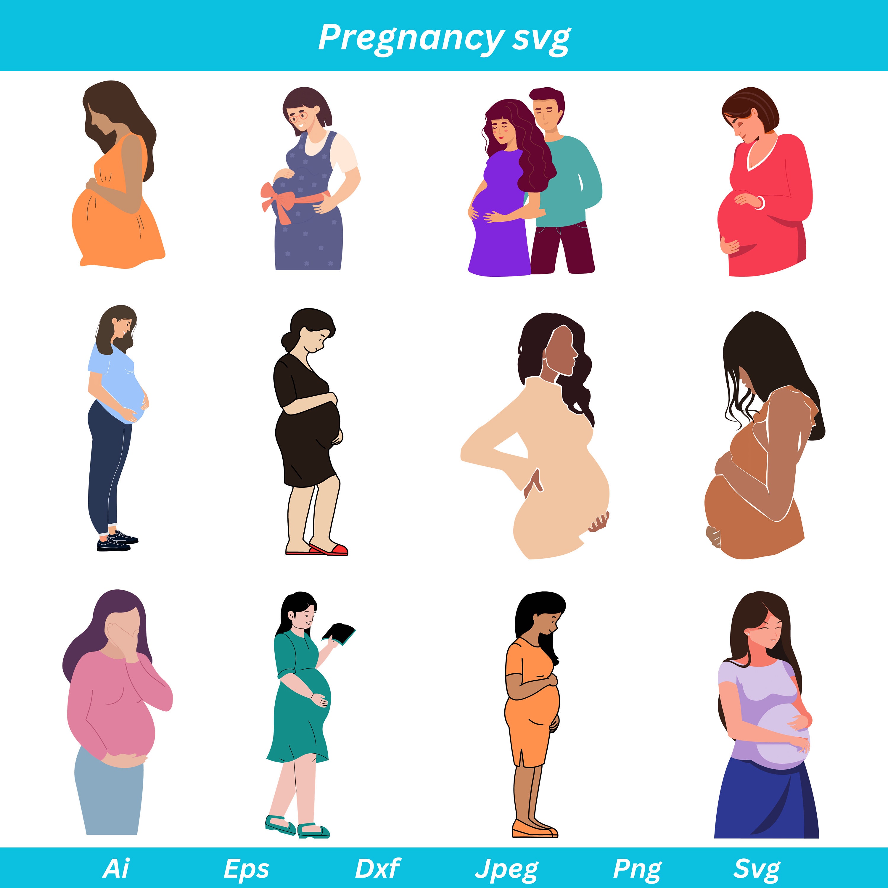 Pregnancy Svg Bundle, Pregnant Svg, Pregnancy Svg, Pregnancy Clipart ...