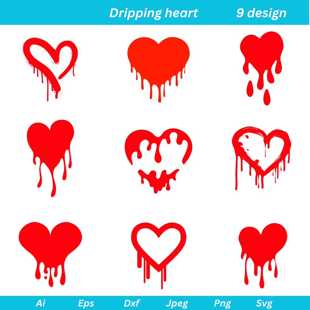 Dripping Heart Svg, Heart Svg, Doodle Heart Svg, Sketch Heart Svg, Love ...
