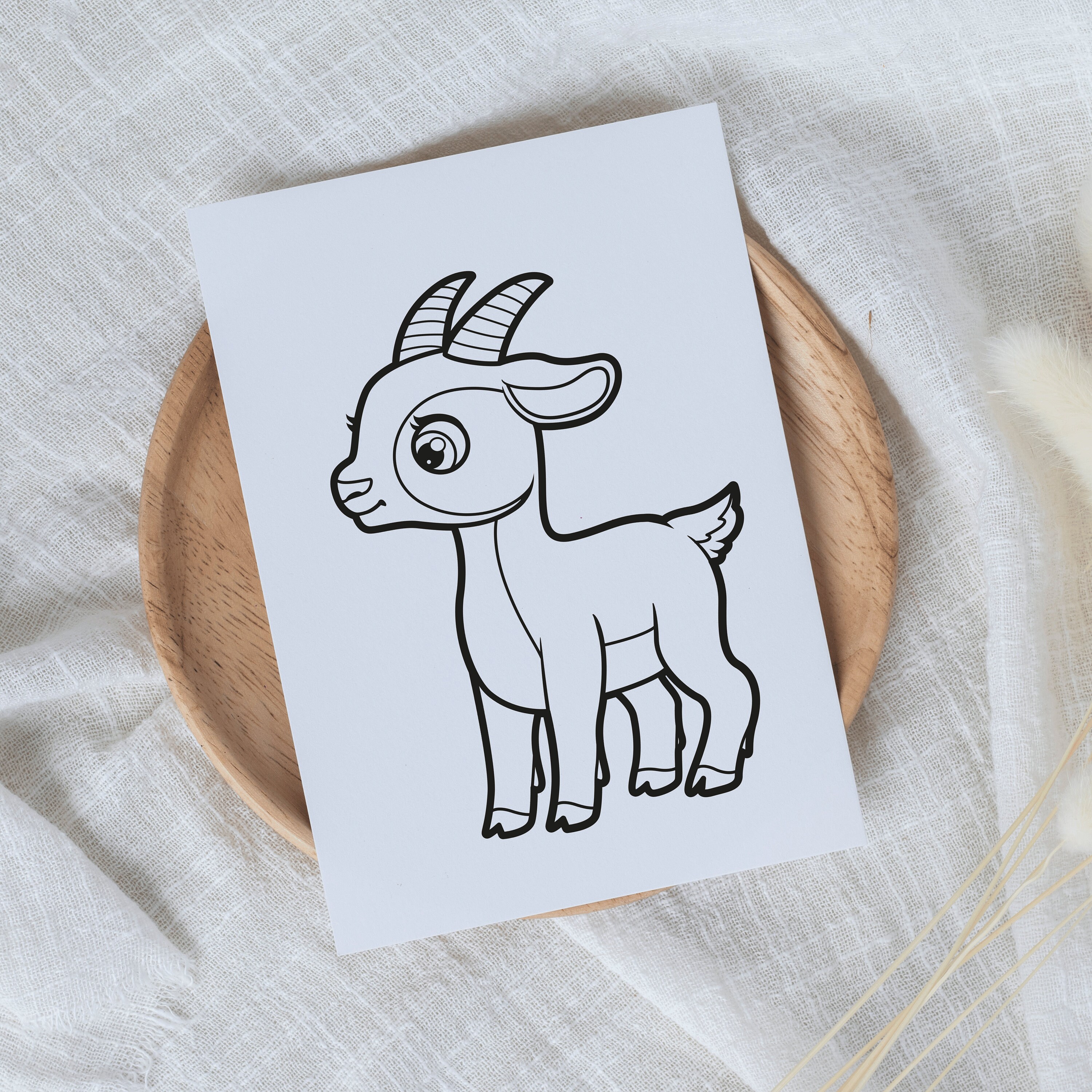 Goat Coloring Page: Animals Coloring Book for Kids (printable, Instant ...