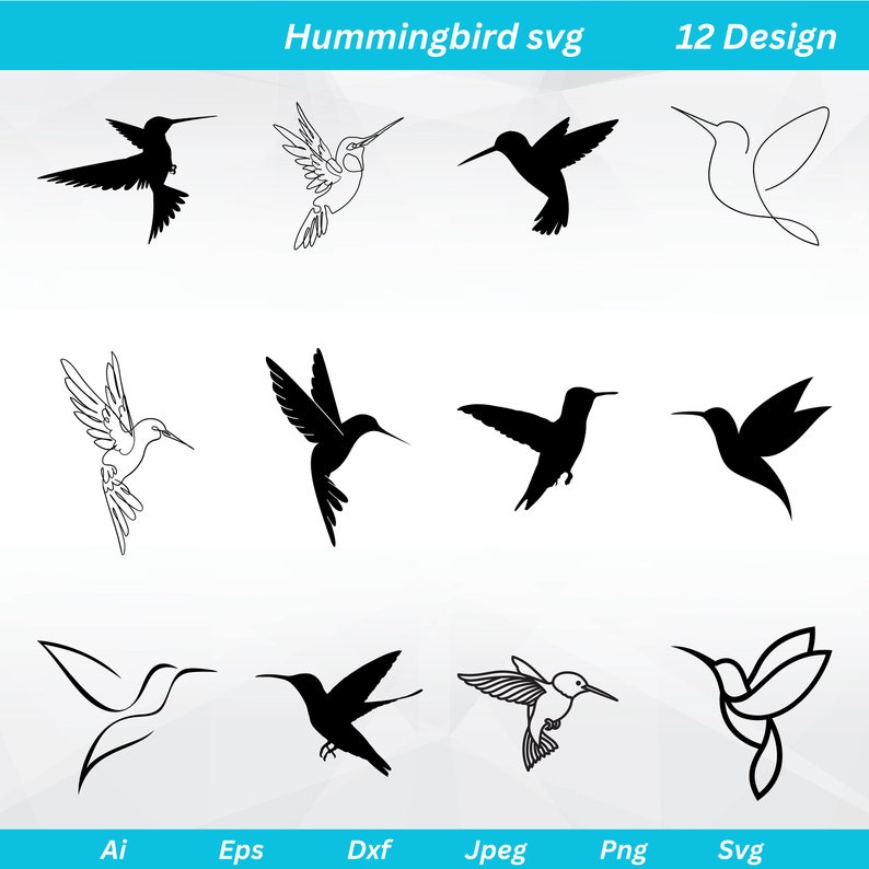 Hummingbird Silhouette SVG, Clipart Vector, Cricut Cut File (digital ...