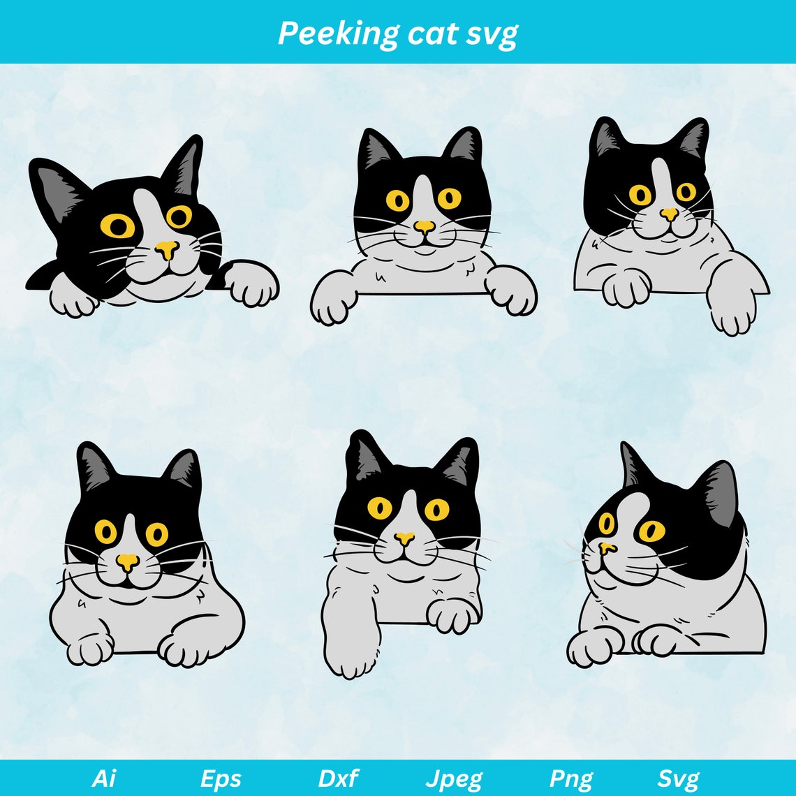 Peeking Cat Svg Peeking Cat Clipart Cat Silhouette Kitten - Etsy