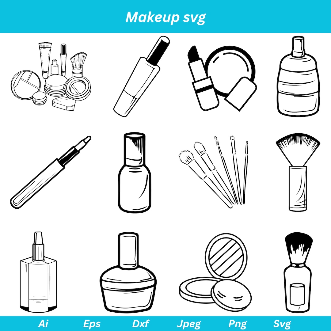 Makeup SVG Clipart: Cosmetic Silhouette, Cricut & Sublimation (digital ...