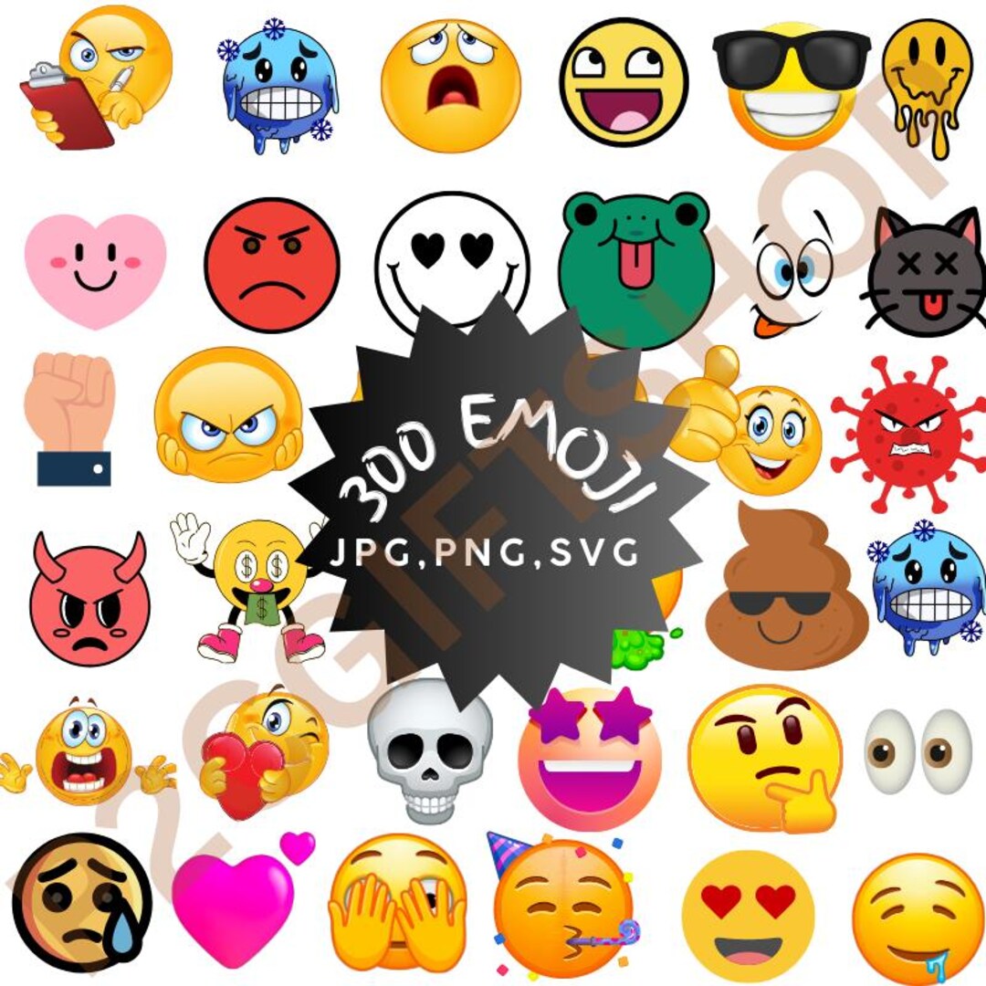 300 Funny Emoji Stickers: JPG, PNG, SVG Bundle (digital Download) - Etsy