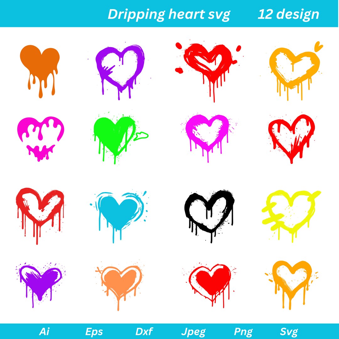 Dripping Heart SVG, Doodle Sketch Clipart (digital Download) - Etsy