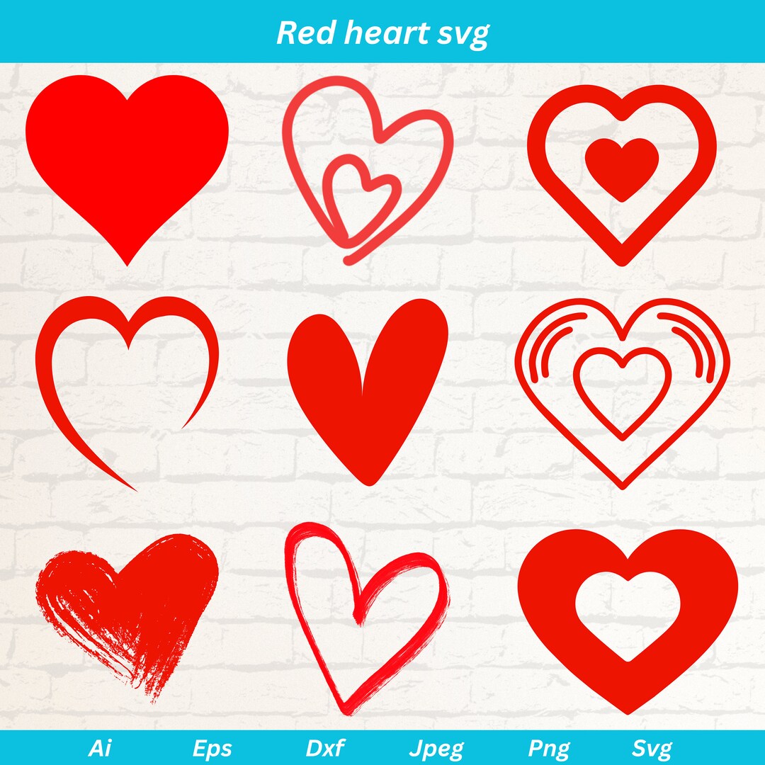 Red Heart Svg, Open Heart Svg, Heart Svg, Heart Clipart, Heart ...