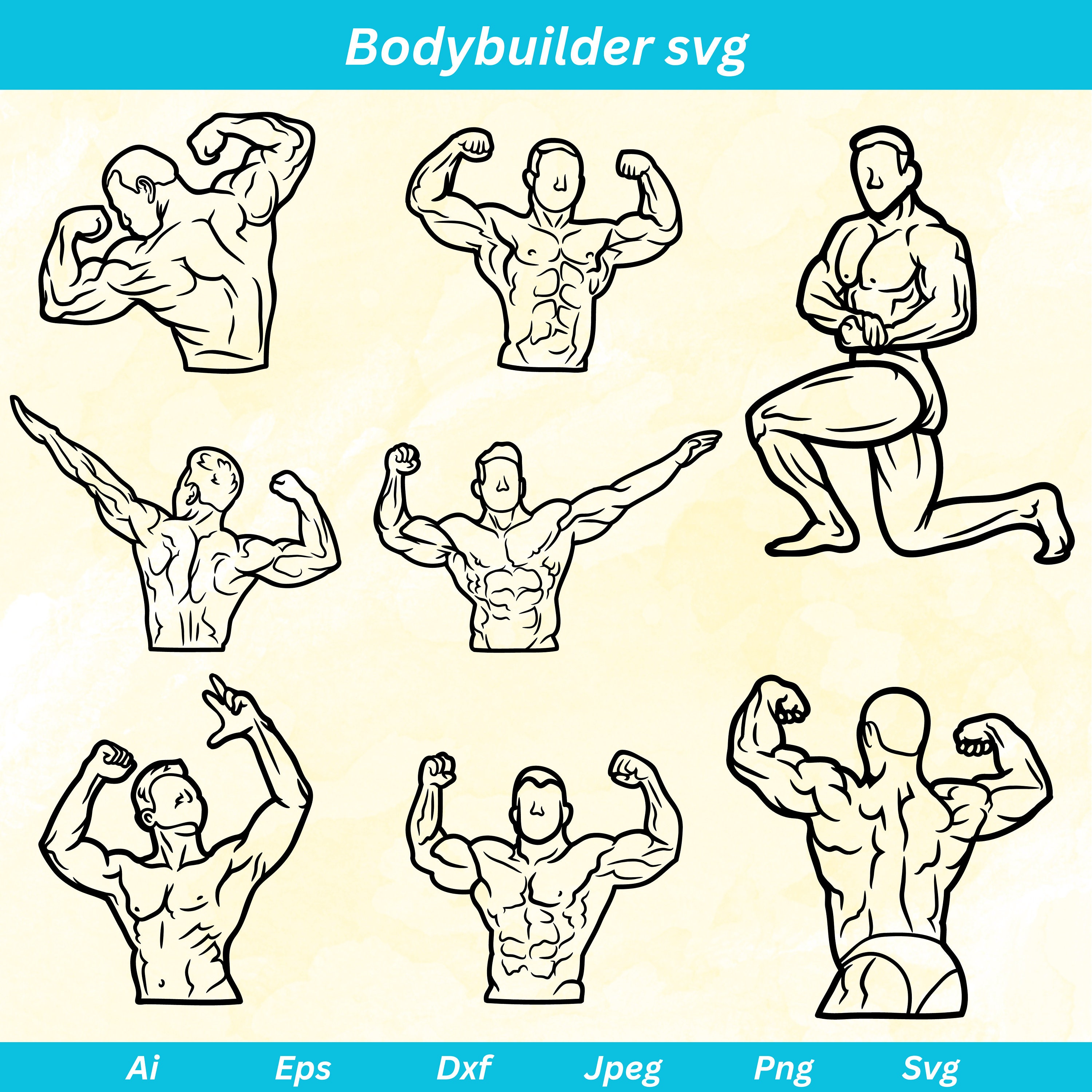 Bodybuilder Svg, Bodybuilder Clipart, Fitness Svg, Muscle Man Png, Gym ...