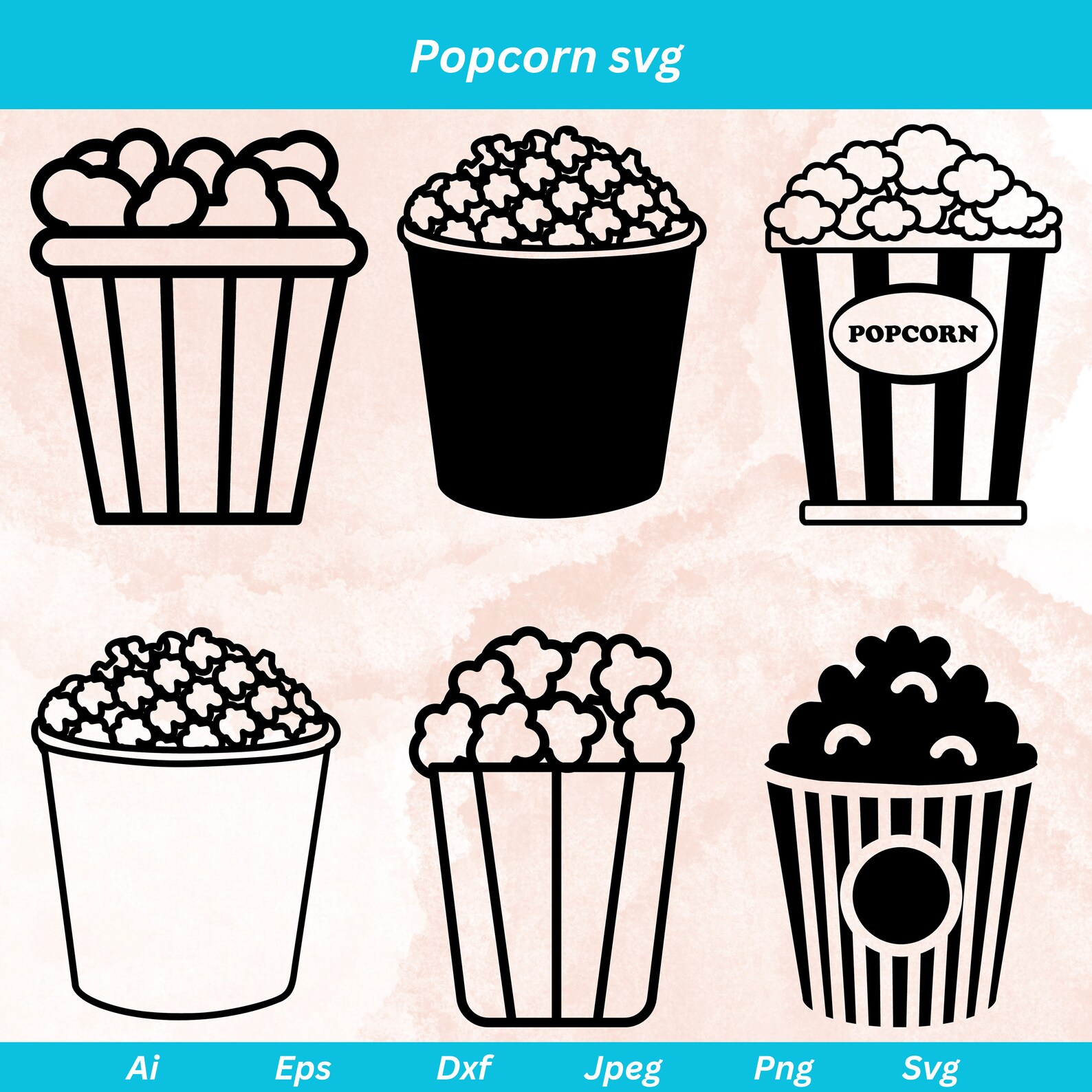 Popcorn Svg, Popcorn Box Svg, Popcorn Box Outline, Popcorn Clipart ...