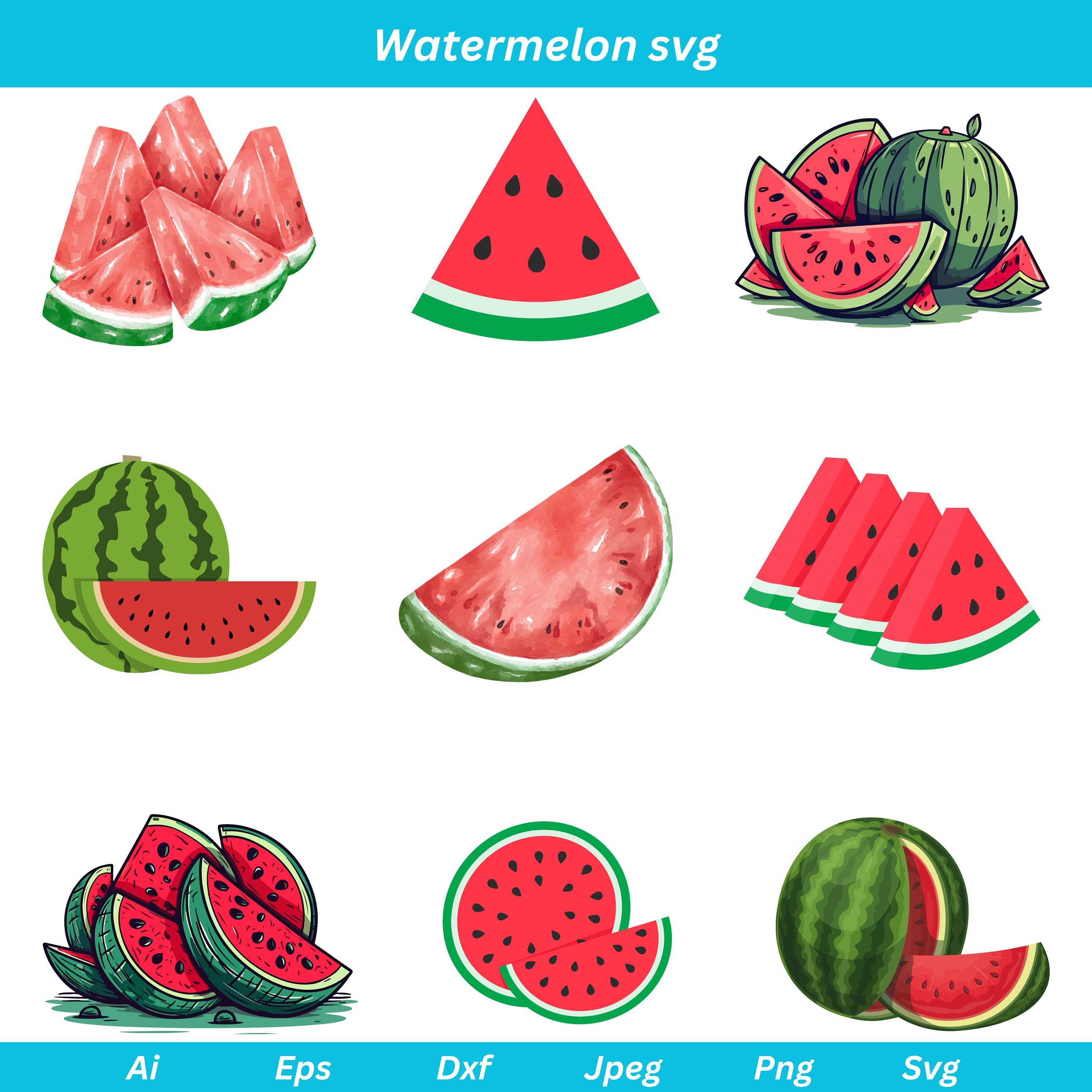 Watermelon Clipart Watermelon Svg Watermelon Vector Fruit - Etsy