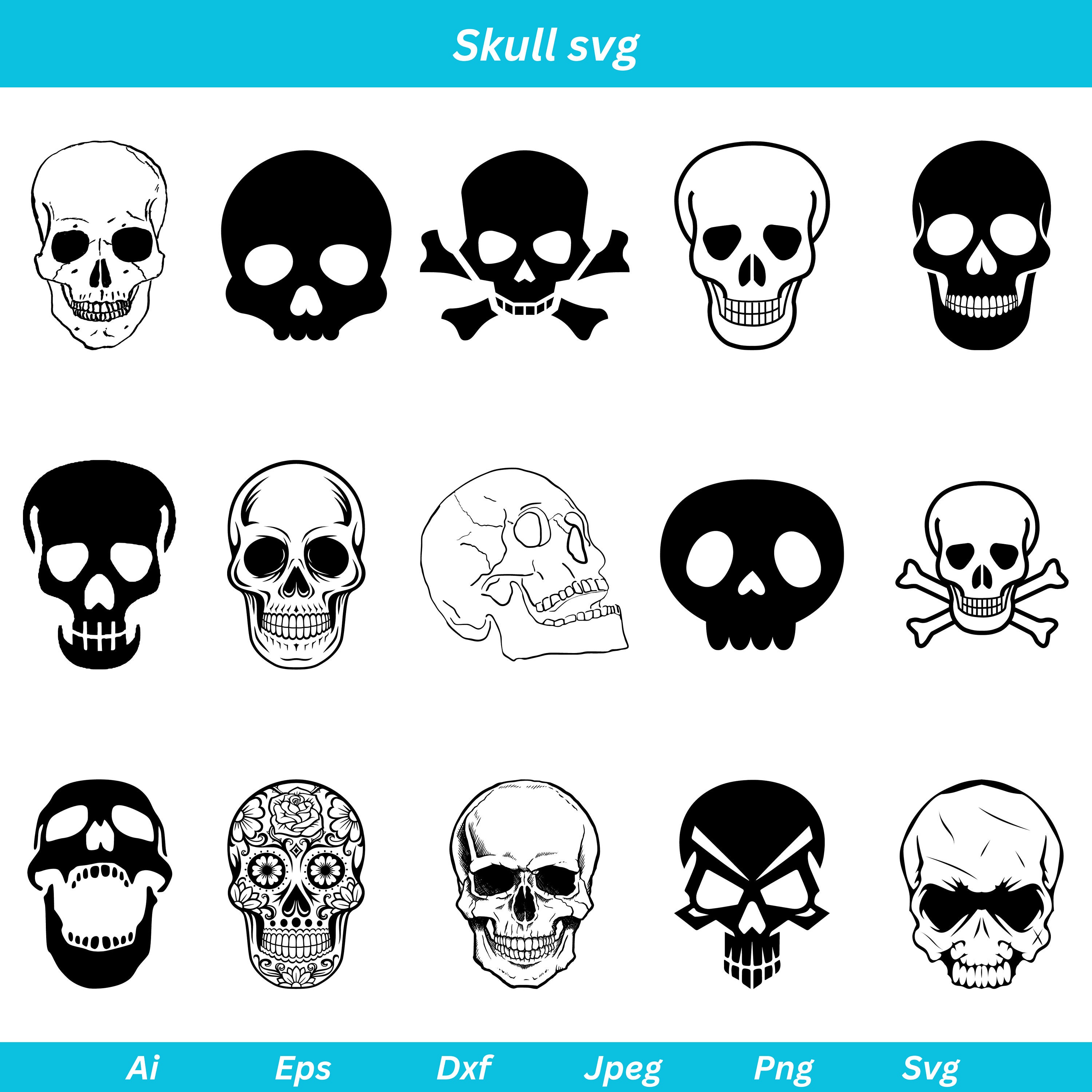 Skull Svg Skull Clipart Skull Cut File Skull Silhouette - Etsy