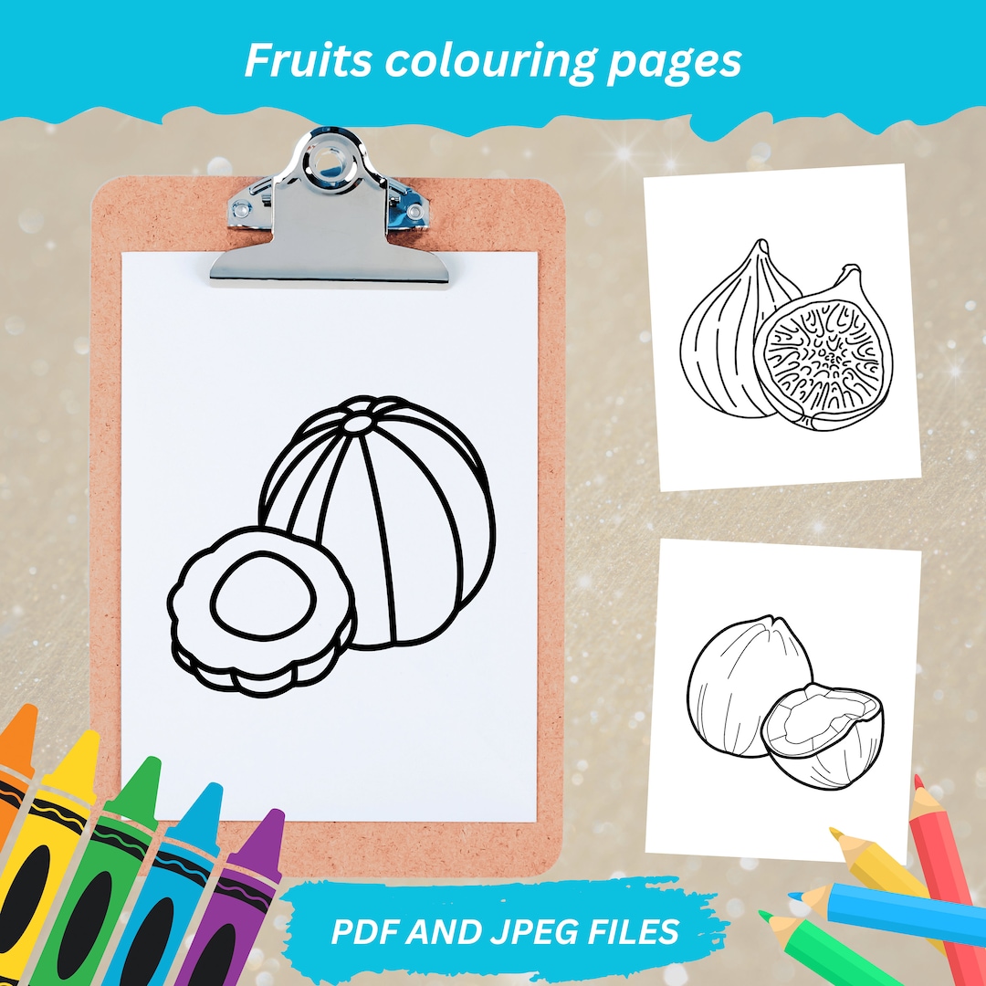 Fruit Coloring Pages, Fruit Coloring Book for Kids, Cute Fruits, Great ...