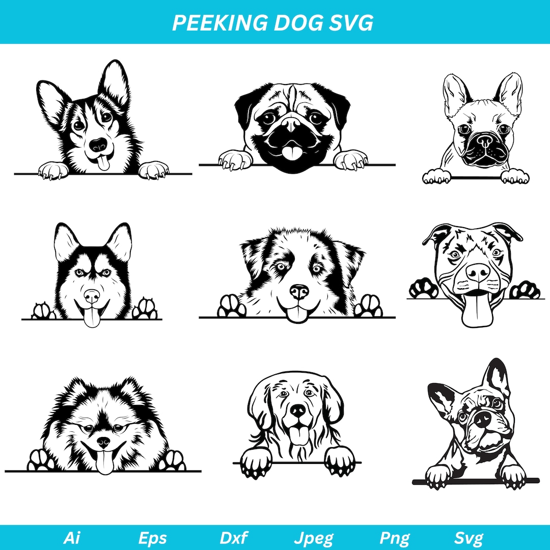 Peeking Dog Svg, Peeking Dog Clipart, Peeking Dog Vector, Peeking ...
