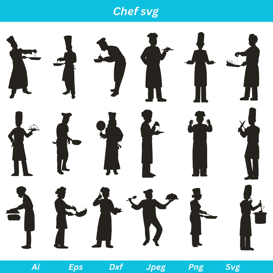 Chef Svg Bundle, Chef Svg, Chef Clipart, Chef Cut File, Chef Cricut ...