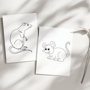 Rat Coloring Page, Animals Coloring Book for Kids, Animals Coloring ...