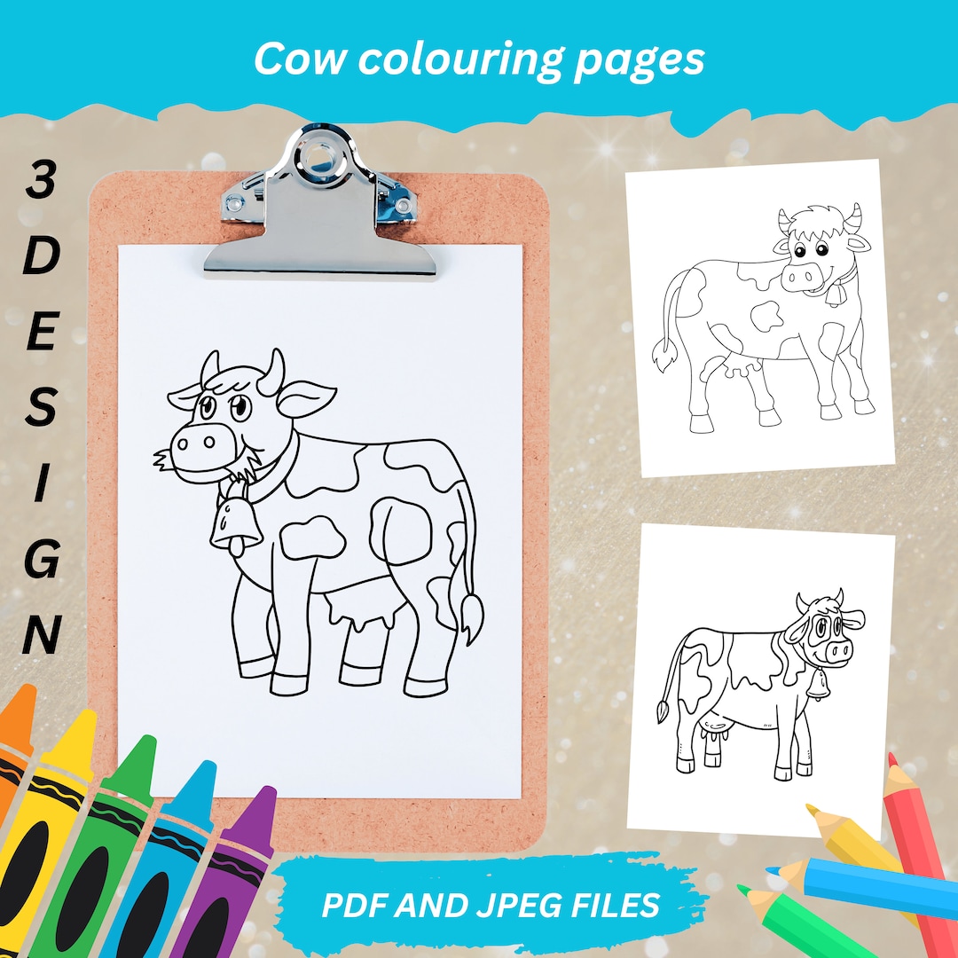 Cow Coloring Page, Animals Coloring Book for Kids, Animals Coloring ...