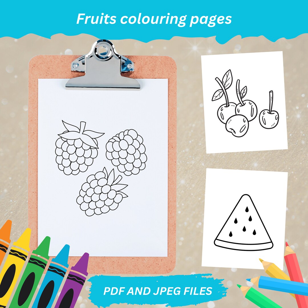 Fruit Coloring Pages, Fruit Coloring Book for Kids, Cute Fruits, Great ...