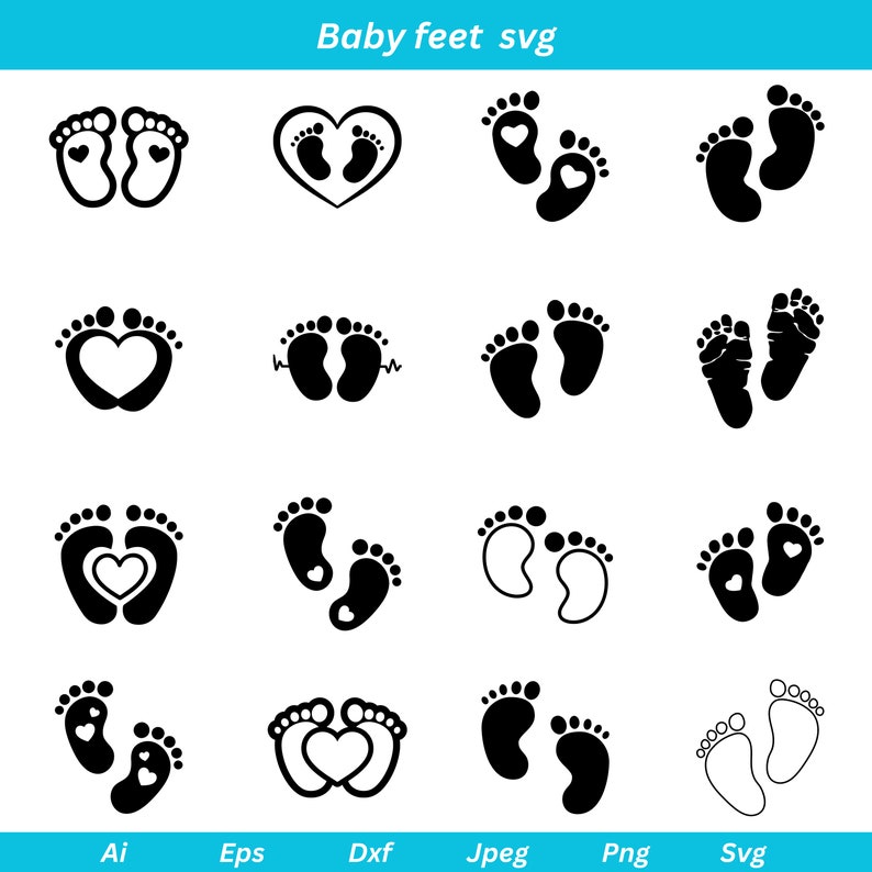 Baby Feet Svg, Baby Footprint Svg, Baby Feet Clipart, Baby Feet Vector ...