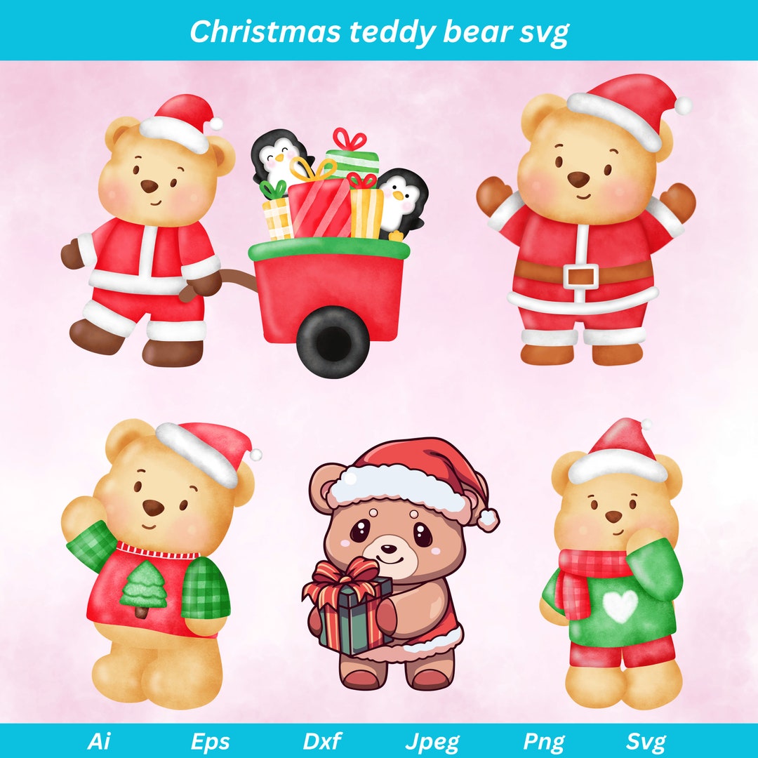 Christmas Teddy Bear Svg, Christmas Svg, Christmas Clipart, Christmas ...
