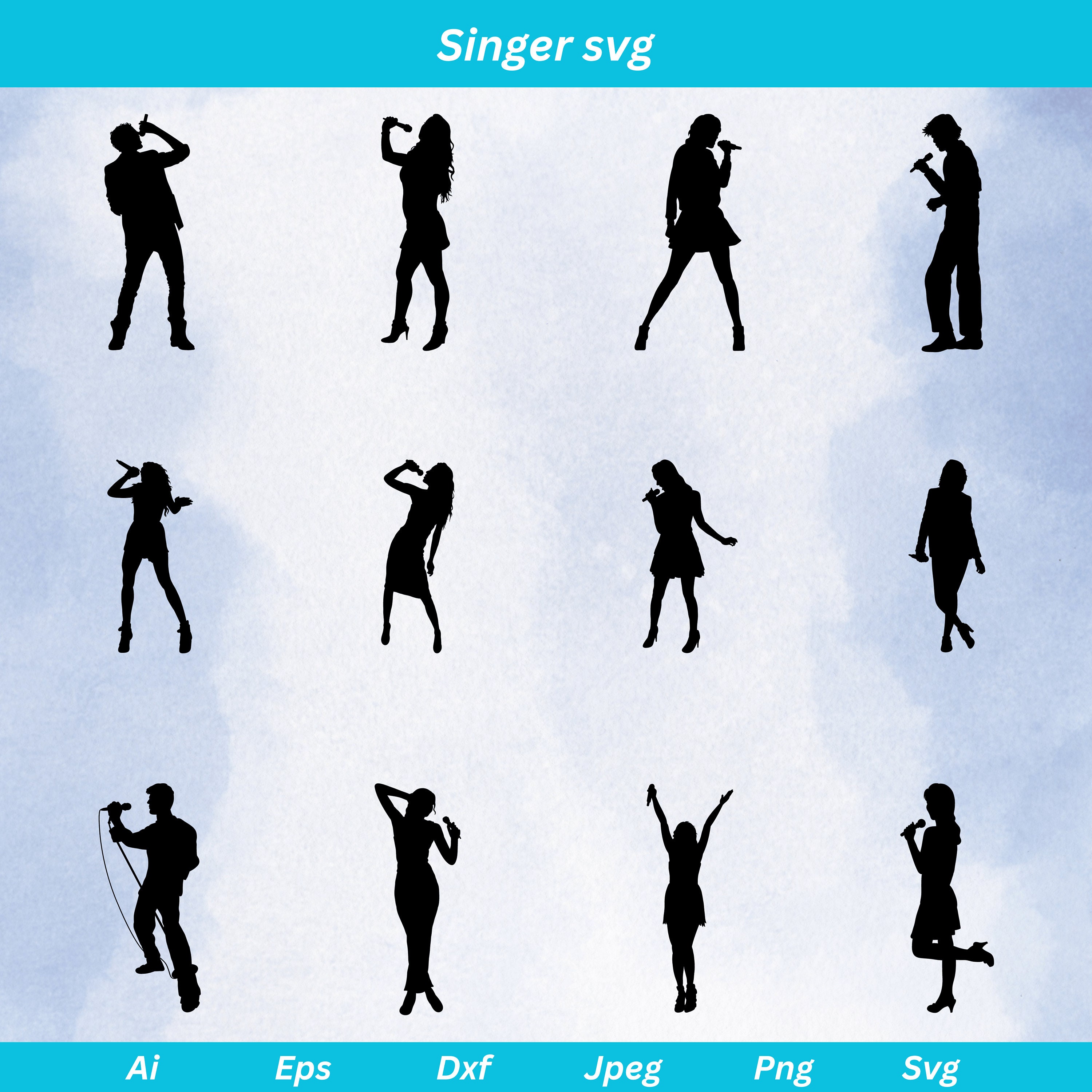 Singer Svg Bundle, Singer Svg, Singing People Svg, Male Singing, Women ...