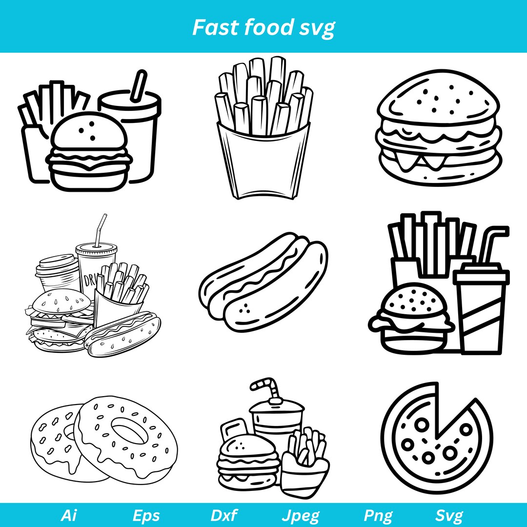 Fast Food Svg, Pizza Slice Svg, Junk Food Svg, Junk Food Clipart ...