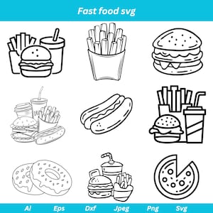 Fast Food Svg, Pizza Slice Svg, Junk Food Svg, Junk Food Clipart ...