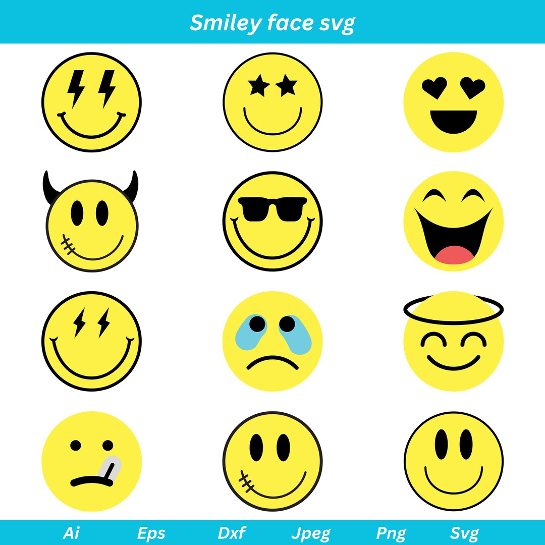 Smiley Face Svg, Smiley Face Silhouette, Smiley Silhouette, Emoji Svg ...