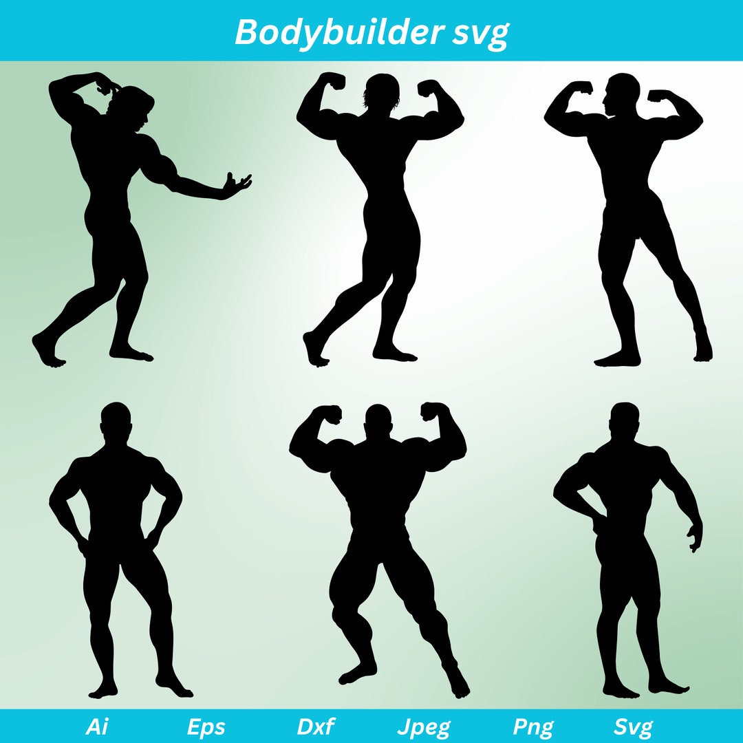 Bodybuilder Svg, Bodybuilder Clipart, Fitness Svg, Muscle Man Png, Gym ...