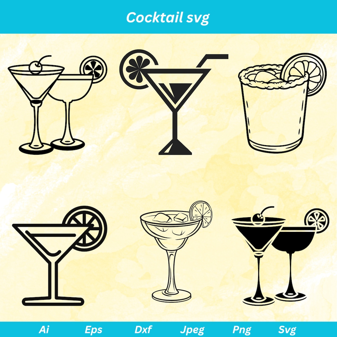 Cocktail Glasses SVG: Party Drink Clipart (digital Download) - Etsy