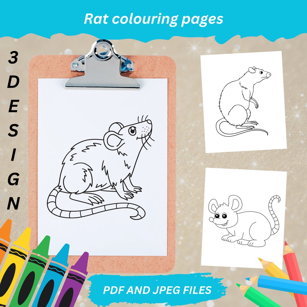 Rat Coloring Page, Animals Coloring Book for Kids, Animals Coloring ...