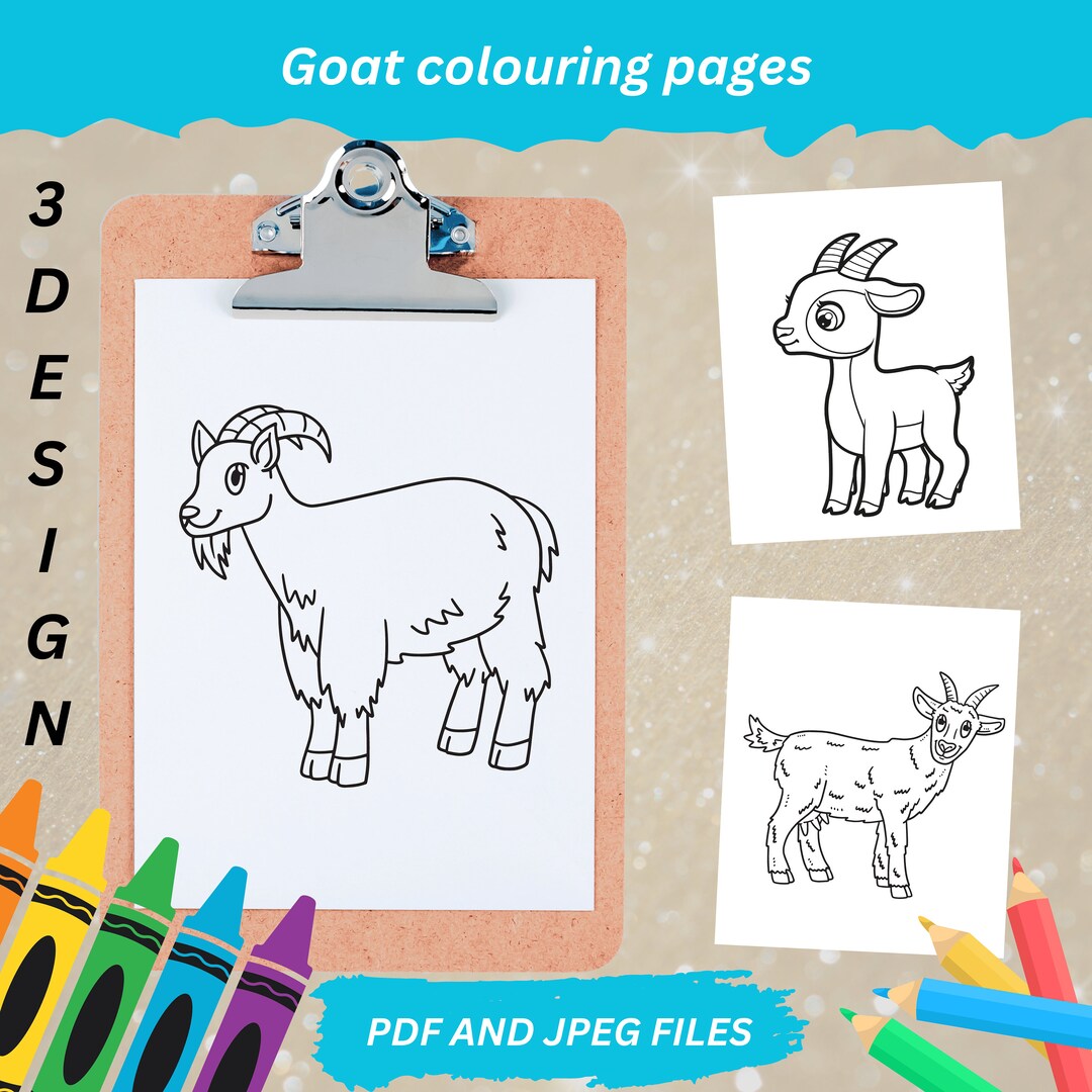 Goat Coloring Page, Animals Coloring Book for Kids, Animals Coloring ...
