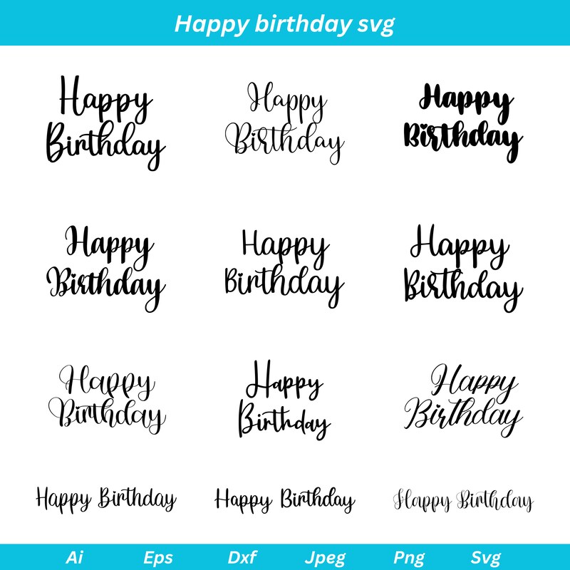 Happy Birthday Svg - Etsy