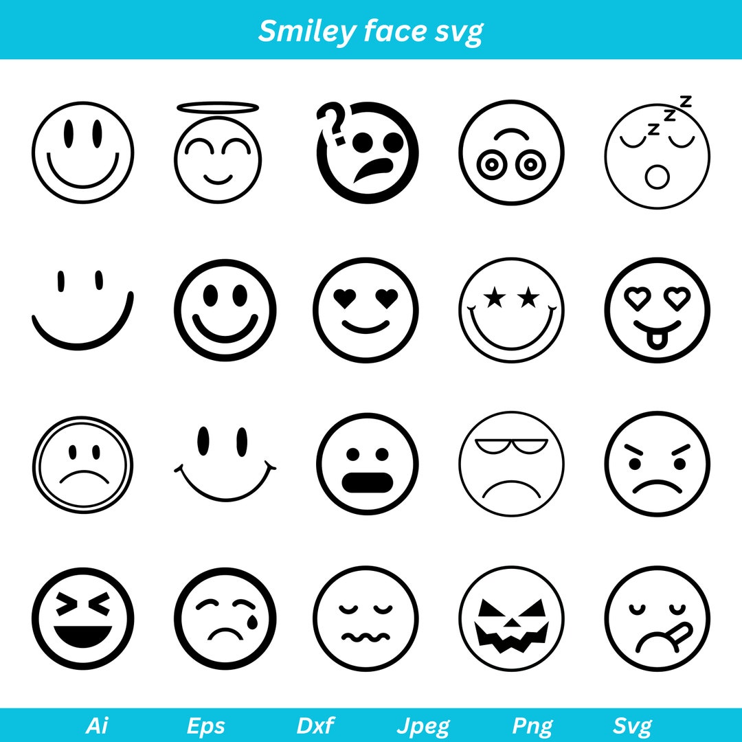 Smiley Face Svg, Smiley Face Silhouette, Smiley Silhouette, Emoji Svg ...