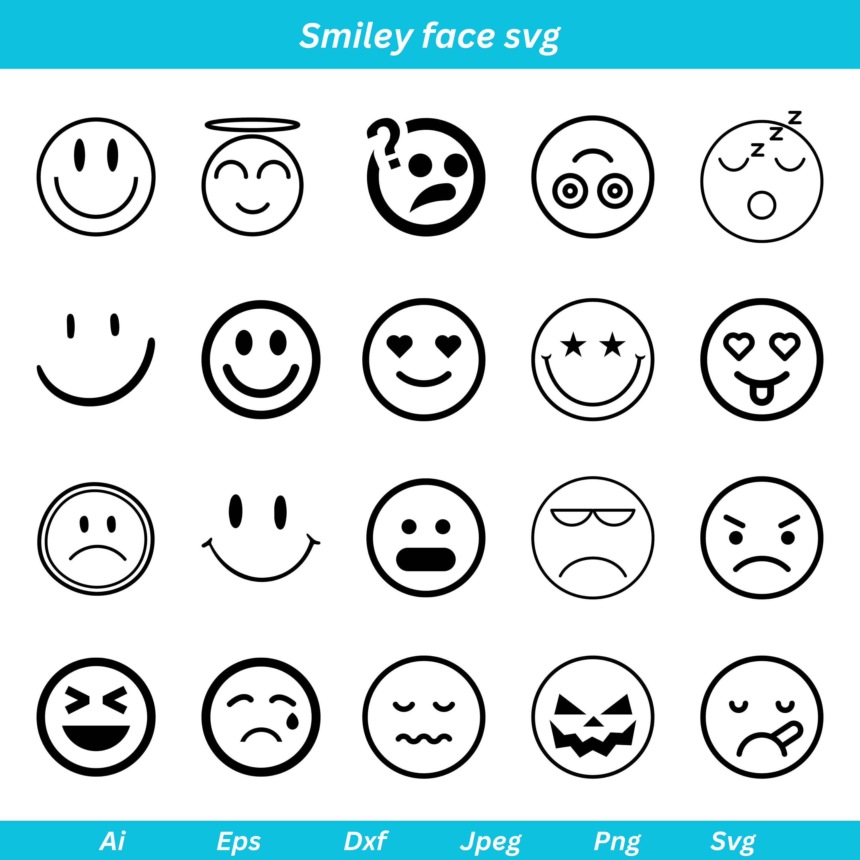 Smiley Face Svg, Smiley Face Silhouette, Smiley Silhouette, Emoji Svg ...