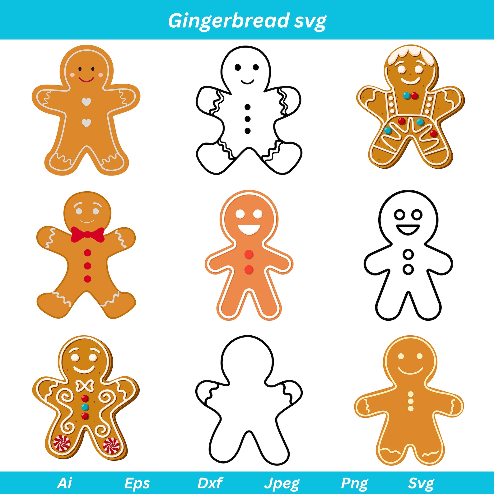 Gingerbread Svg, Gingerbread Clipart, Gingerbread Svg Cricut ...