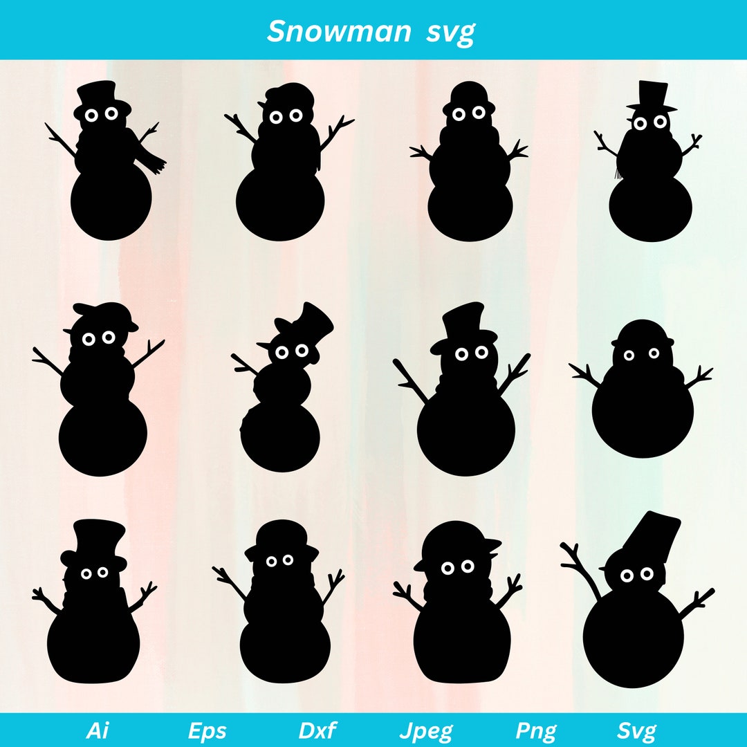 Snowman Svg, Snowman Cut File, Snowman Clipart, Snowman Vector, Winter ...