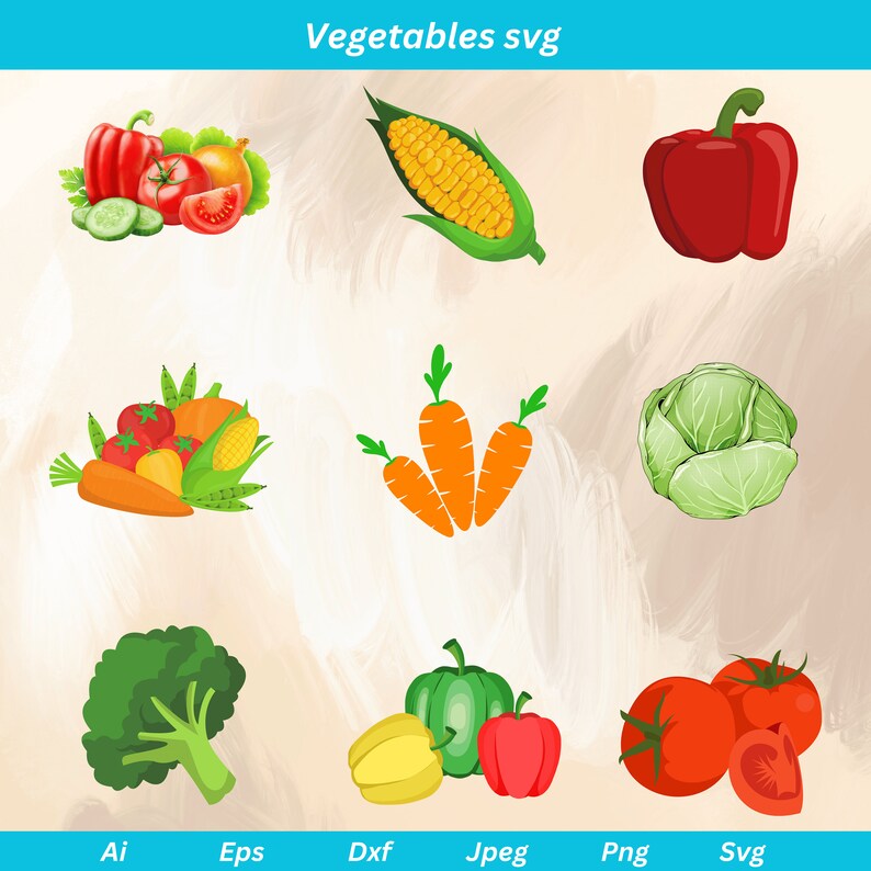 Vegetable SVG Bundle: Vector Clipart, Cut Files (digital Download) - Etsy