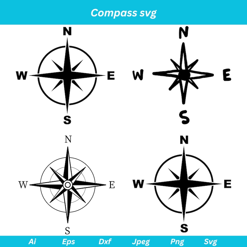 Compass Svg, Compass Clipart, Compass Silhouette, Compass Svg File ...